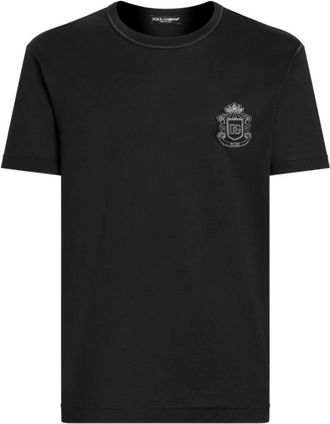 Dolce & Gabbana Homme, Tops, Bleu, Taille: 2XL T-shirt avec &eacute;cusson h&eacute;raldique