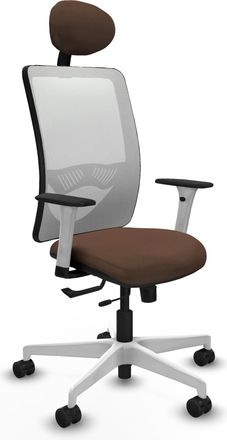 Piqueras y Crespo Schreibtischstuhl Zulema mit wei&szlig;en und schwarzen Armlehnen, h&ouml;henverstellbarer Lendenwirbelst&uuml;tze und festem Kopfteil, ausgestattet mit Syncro/Trasla