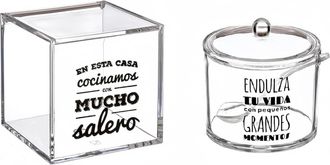 Dcasa Zuckerdose und Salzbehälter für die Küche, aus Acryl, mit Aufschrift La sal de mi vida und Momentos dulces