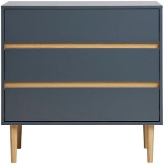 ebuy24 Ebuy24 - Commode 3 tiroirs 80x40x80 cm bleu canard et naturel
