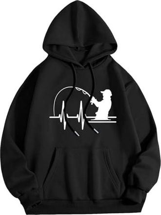 Generic Sweat a Capuche Homme Hooded Sweatshirt Sweats &agrave; Capuche Homme Mode avec Imprim&eacute; Partiel, Pull Long &agrave; Manches avec Cordon de Serrage