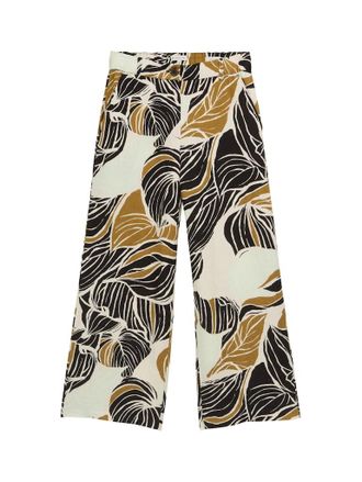 Tom Tailor Damen 1046507 Culotte Hose, 37999-Neutral Cut Leaves Design, 42W / 28L