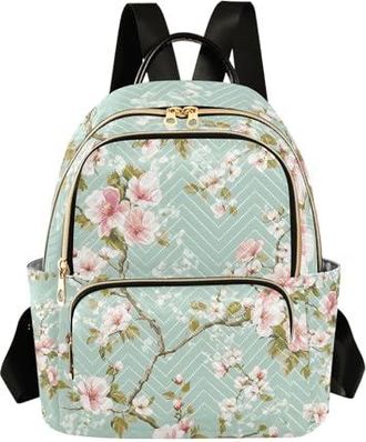 Mnsruu Petit sac à dos pour femme - Motif fleurs de cerisier - Tendance - Convertible - Décontracté - Sac à bandoulière - Sac à dos de voyage quotidien, mult