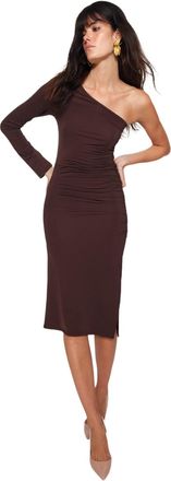 Trendyol Trendyol Womens Damen Gerade Midi Lange Ärmel Tag Nacht Schlank Kleid Dress, Brown, Small
