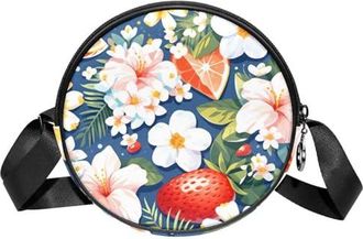 Generic Sac &agrave; bandouli&egrave;re rond pour femme, petit sac &agrave; bandouli&egrave;re avec fermeture &eacute;clair, bretelles r&eacute;glables, style d&eacute;contract&eacute;, pour femmes et filles