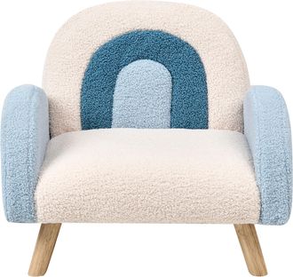 Beliani Kindersessel aus Boucl&eacute; hellblau gepolstert Regenbogen Design Ombo