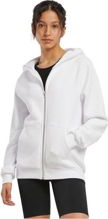Build Your Brand By290-ladies Fluffy Zip Hoody Sweat-Shirt à Capuche, Blanc, S Femme