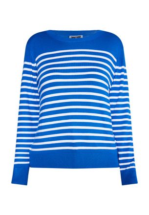 Dreimaster Dreimaster Strickpullover Damen K&ouml;nigsblau Weiss