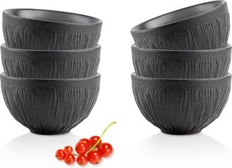 Wilmax England Wilmax - Schale aus Porzellan - 250ml - 6er Set - Salatschüssel - Schwarzer Schüssel für Snacks, Salat -Obstschale - Müsli-Schale - Elegant und Kratzf