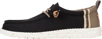 HeyDude Homme Wally Craft Linen Mocassin, Noir/Noyer, 42 EU