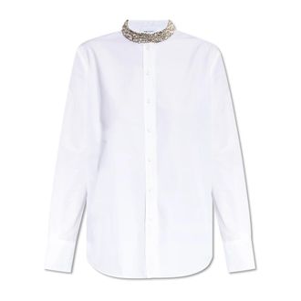 Alexander McQueen Shirt mit schimmernden Kristallen am Ausschnitt - - Blouses & Shirts - Damen - Wei&szlig; - S