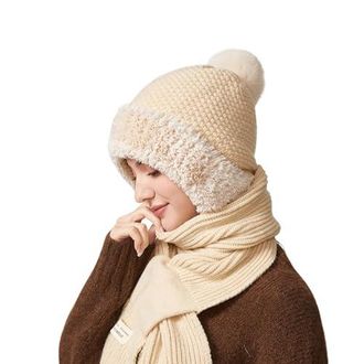Generic Catégorie Produits Écharpe et Accessoires dhiver - Ensemble Doublé Polaire Chaud pour Activités Extérieures (Beige, One Size)