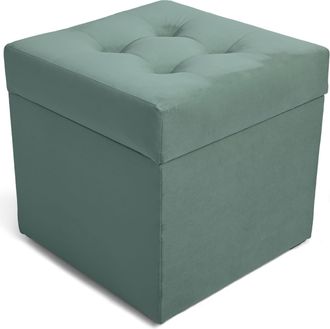 MG Design Polsterhocker 45 x 45 cm Petrol mit großem Stauraum (ca. 50 L), bis 300 kg belastbar, weich mit dezentem Schimmer, pflegeleicht - Wohnbereich, Schlafr