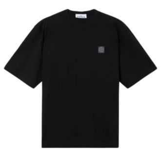 Stone Island Homme, Tops, Noir, Taille: M T-shirt en jersey de coton peign&eacute; coupe classique