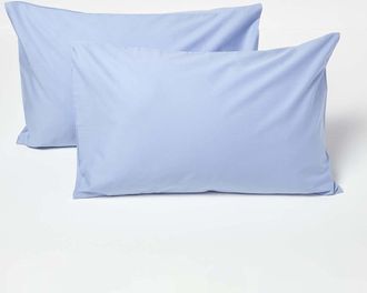 Homescapes 2er-Set Kinder-Kissenbez&uuml;ge 40x60 cm blau, Perkal Kissenh&uuml;llen 100% &auml;gyptische Baumwolle, Fadendichte 200