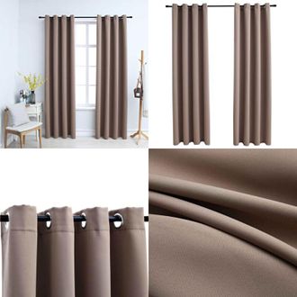 vidaXL Verdunkelungsvorh&auml;nge mit Metall&ouml;sen 2 Stk. Taupe 140x225cm - Verdunkelungsvorh&auml;nge - Gardinen - Wohnaccessoires - Tapete Taupe - Vorh&auml;nge Taupe