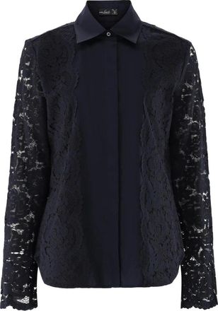 van Laack Femme, Blouses et Chemises, Bleu, Taille: 44 FR Cellai Lace Blouse