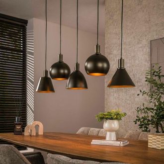 Pier Import Suspension &icirc;lot cuisine 5 abat-jour m&eacute;tal brun TRIBECA