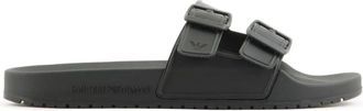 Emporio Armani Homme, Chaussures, Noir, Taille: 38 EU Double Buckle Slides