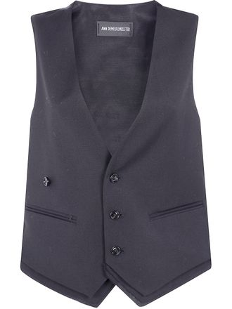 Ann Demeulemeester Janessa Twisted Cousure Waistcoat with Raw Edge Cotton Detail