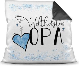 Tassendruck Familie-Kissen mit Spruch für den Weltbesten Opa - Kissenbezug inklusive Kissen/Verwandte/Geschenk-Idee/Liebling/Kinder/Farbkissen Rückseite Schwarz
