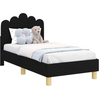 vidaXL Kinderbettgestell mit Kopfteil Schwarz 70 x 140 cm Stoff vidaXL