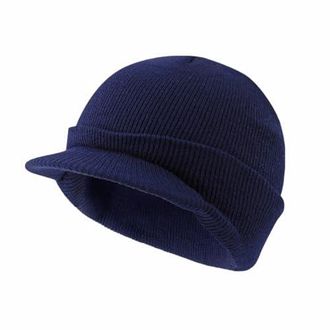 Generic Bonnets dhiver chauds &agrave; visi&egrave;re, bonnet &agrave; bord court, bonnet doux doubl&eacute; en peluche avec bord court, chapeaux dhiver tricot&eacute;s &eacute;pais, bleu marine, 6-8