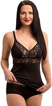 Hermko 17580.38.30 Chemisier Femme avec Soutien-Gorge avec Grosse Dentelle, Couleur:Noir, Taille:46/48 (L)