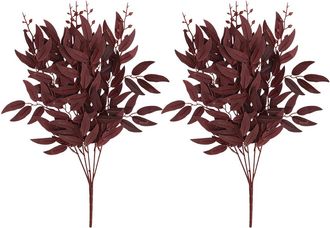 Healifty K&uuml;nstliche Weidenbl&auml;tter 55cm Dunkelrot Kunststoff Weidenzweige 2 St&uuml;ck Party und Wohnraumdekoration