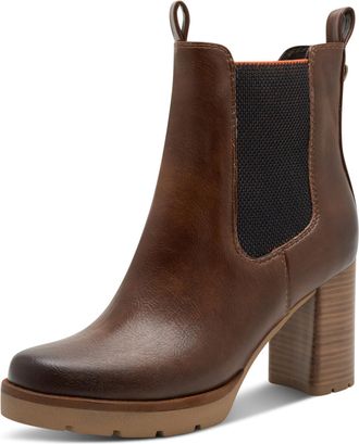 Marco Tozzi Marco Tozzi Damen Chelsea Boots mit Blockabsatz Elegant, Braun (Cognac Comb), 38 EU