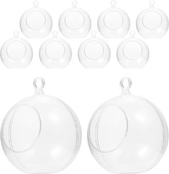 DOITOOL 10 Stück hängende Kerzenhalter aus transparentem Kunststoff, Terrarium, 7,6 cm, hängende Teelichter, Kerzenhalter, transparente Kunststoff-Weihnachtsk