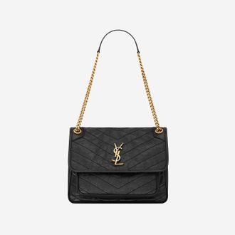 Saint Laurent Womens Leather Shoulder Bag Niki Black