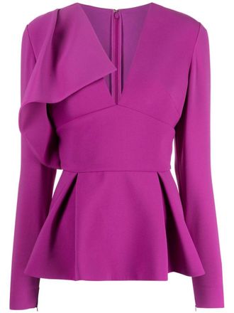 Elie Saab haut p&eacute;plum &agrave; design drap&eacute; - Violet