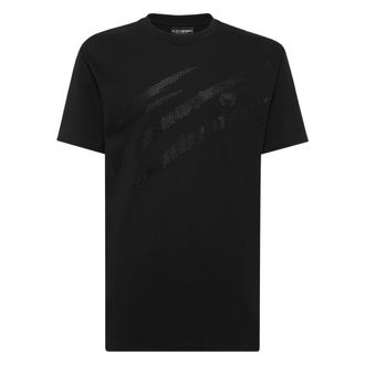 Plein Sport Baumwoll-T-Shirt Rundhals Lamina Scratch - - Sport - Herren - Schwarzk - S