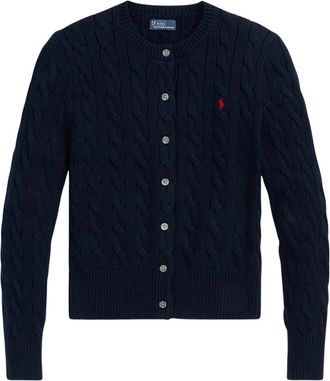 Polo Ralph Lauren Femme, Pulls, Bleu, Taille: 40 FR Cardigan col rond en maille torsad&eacute;e