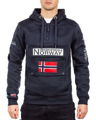 Geographical Norway Kapuzenpullover Herren Regular Fit Hoodie bagymclass men Yellow XXL mit Norwegen Fahne als Emblem