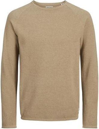 Jack & Jones JJEHILL Noos Tricot &agrave; col Rond, Coriandre/d&eacute;tail : torsad&eacute;, L