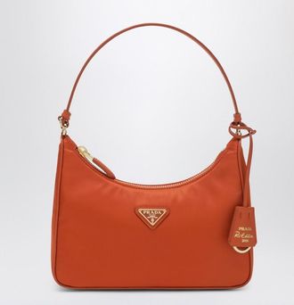 Prada Re-Edition 2005 mini bag in papaya-colored Re-Nylon and Saffiano leather