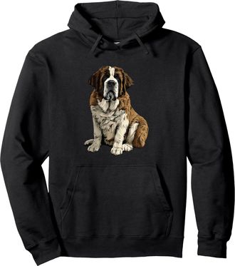 Whyitsme Design Braun-wei&szlig;e Bernhardiner-Illustration Pullover Hoodie