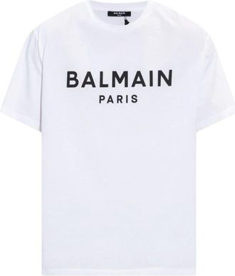 Balmain Homme, Tops, Blanc, Taille: M Paris Logo T-Shirt