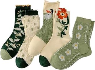 Generico Lot de 5 paires de chaussettes &agrave; fleurs de dessin anim&eacute; pour femme Kawaii, Color10, Size Suit For 35-42