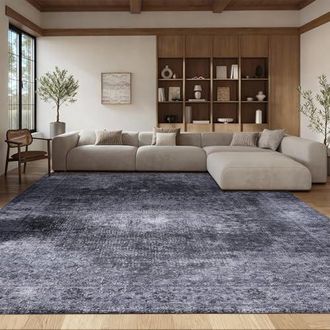 Safavieh Traditionell Teppich f&uuml;r Rug Ideal f&uuml;r stark frequentierte Bereiche - Maschinenwaschbar und rutschfest - Tucson Collection, Kurzer Flor, in Schwarz Un