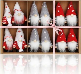 Com-Four 12x pendentifs Premium du P&egrave;re No&euml;l pour Le Sapin de No&euml;l, charmants pendentifs en Forme de Sapin de No&euml;l comme suspensions darbre