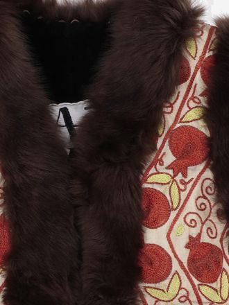 Zazi Womens Vest Suzani Sheepskin Multicolour Cotton Waistcoats & Gilets