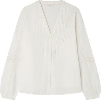 Springfield Damen Long Blouse with Pintucks and Laces On Sleeves Bluse mit Langen Ärmeln, braun, 44
