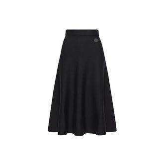 Moncler Moncler Pleated Wool Blend Midi Skirt, Women, Blue, Size: Xl