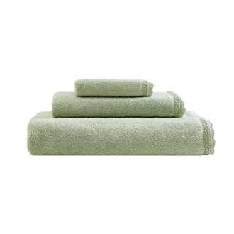 Laura Ashley Soft Cotton Bathroom Decor, Highly Absorbent & Medium Weight Bath Towels Set, 3 Piece, Juliette Green