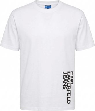 Karl Lagerfeld Homme, Tops, Blanc, Taille: XL Reg Vertical Logo T-Shirt