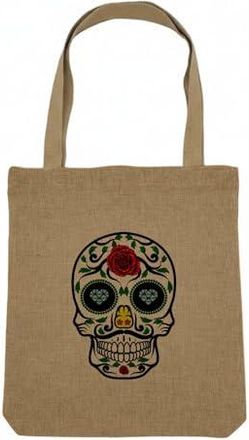 Fabulous Sac Shopping Tote Bag Aspect Lin - Crane Muerte Mexique Halloween Mexico Squelette - Sac de Courses Toile Epaisse 360g Beige Naturel Cabas Port&eacute; Epaul