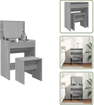 vidaXL The Living Store - Schminktisch mit Hocker Grau Sonoma 60x40x113,5 cm - Schminktisch - Kosmetikschrank - Schreibtisch - Grau Sonoma - Badezimmerm&ouml;bel